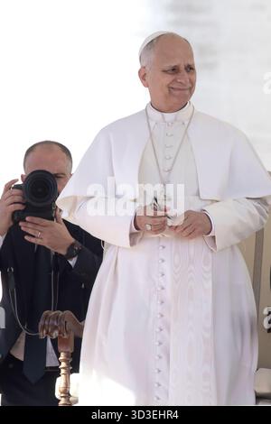 Pope Leo XIV leads his weekly general audience in St. Peter's square at ...