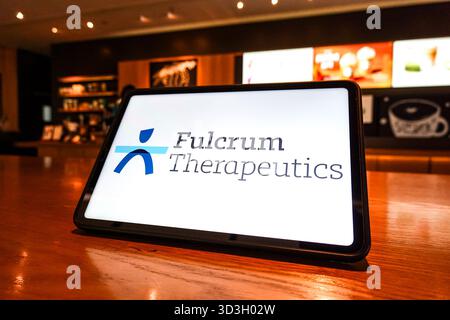 In this photo illustration, a Fulcrum Therapeutics logo is seen ...
