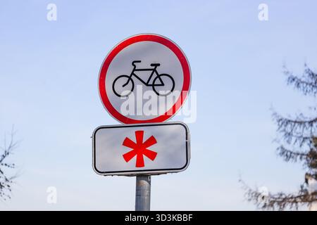 cycling ban road traffic sign, bicycle prohibition on the road cycling ...
