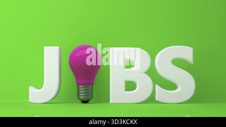 Business jobs symbol as concept with light bulb - 3D Illustration Stock ...