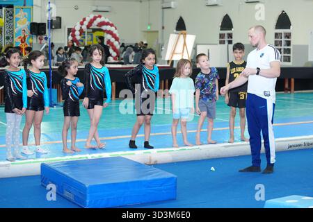 Young gymnasts training at Premier Gymnastics academy in Qatar. They ...