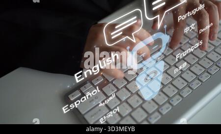 Global communication with multiple languages, digital translation tools ...