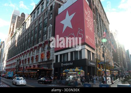 A Macy’s department store is seen decorated in Christmas decorations in ...