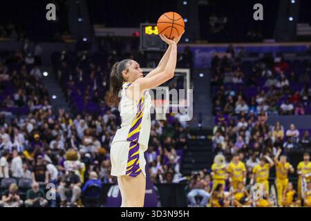 LSU guard Bella Hines (3) shoots in the second half of a NCAA college ...