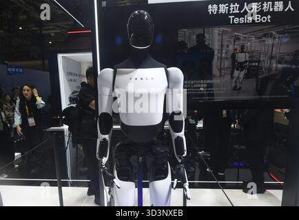 An Tesla Bot showcased at the Tesla booth at the 8th CIIE in Shanghai ...