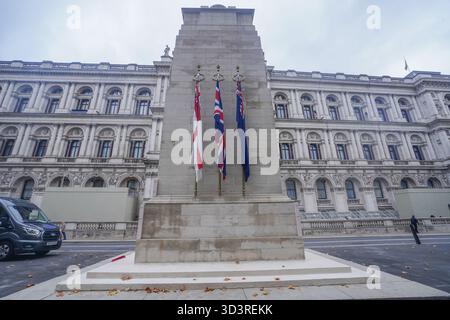 7 November 2025 The the Royal Air Force Ensign, Union Flag, and Red ...
