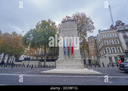 7 November 2025 The the Royal Air Force Ensign, Union Flag, and Red ...