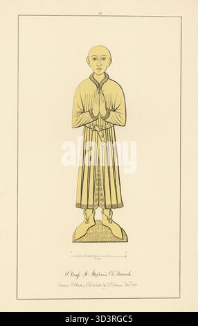 Thomas Bokenham, died 1460, married Christiane. Bald man in robe and ...