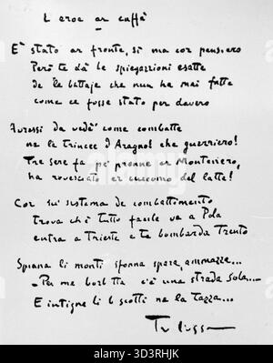 Handwritten poem by Italian poet and senator Trilussa (Carlo Alberto ...