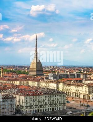 Torino view with the iconic Mole Antonelliana and the Intesa Sanpaolo ...