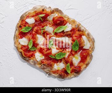 Square margherita pizza top view Stock Photo - Alamy