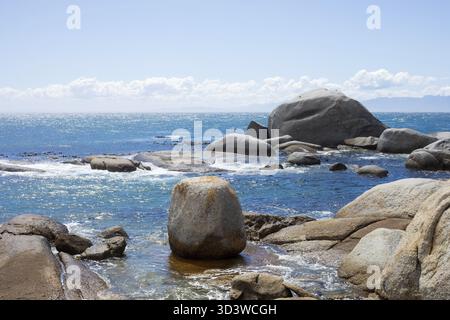 Seascape view of False Bay coastline in Cape Town, South Africa Stock ...