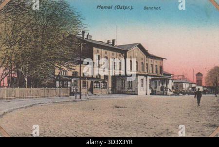 An early 20th-century photograph of the Klaipda (Memel) train station ...