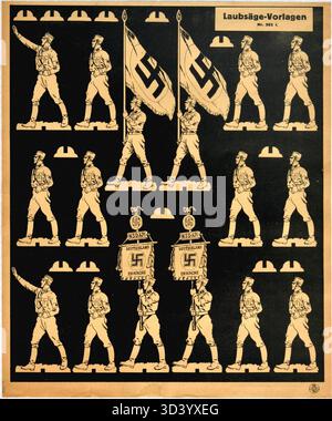 Fretsaw templates from the 1930s, featuring cut-out figures of Nazi ...