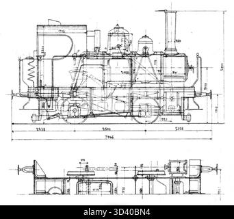 A detailed technical illustration of a steam engine, showcasing various ...