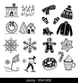Christmas Line Art Clipart Bundle Set Stock Vector Image & Art - Alamy