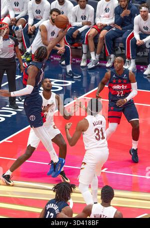 Washington Wizards center Alex Sarr warms up before an NBA basketball ...