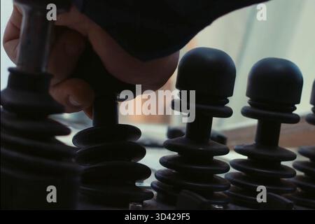 Hydraulic control levers. Drilling platform control panel Stock Photo ...
