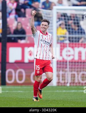 Viktor Tsygankov of Girona FC celebrates a goal 1-0 during the Spanish ...