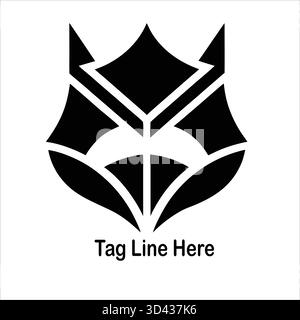 A digital illustration of a powerful wolf logo isolated on a black ...