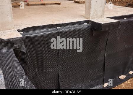 Robust waterproof membrane with drainage and protective features for ...