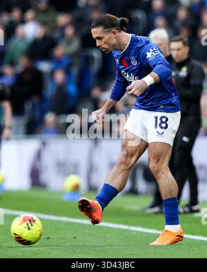 Jack Grealish of Everton passes the ball during the Premier League ...