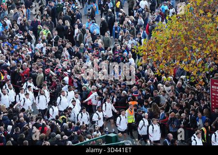 England players arrive ahead of the Quilter Nations Series match at the ...