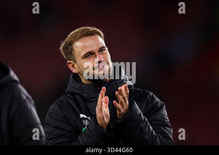 Leo Scienza of Southampton applauds the fans after the final whistle ...