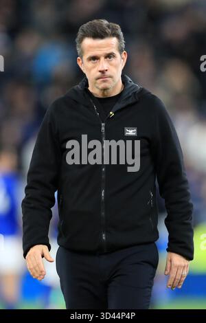 Marco Silva manager of Everton dejected during the Premier League match ...
