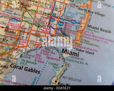 Detailed Road Map of Miami-Dade County, Florida - Hialeah, Coral Gables ...