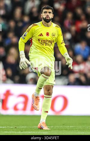 Arsenal goalkeeper David Raya during the Premier League match at the ...