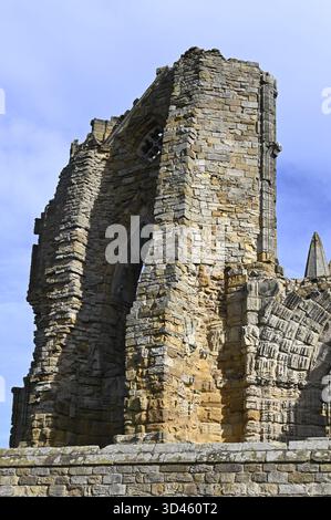 Close detailed view of ancient stone windmill on clean blue sky ...