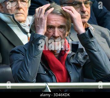 Manchester United co-owner Sir Jim Ratcliffe in the stands ahead of the ...