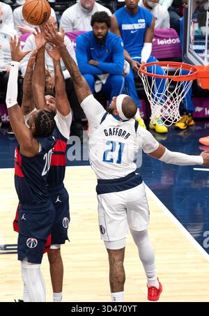 Dallas Mavericks forward Daniel Gafford reacts after a play against the ...