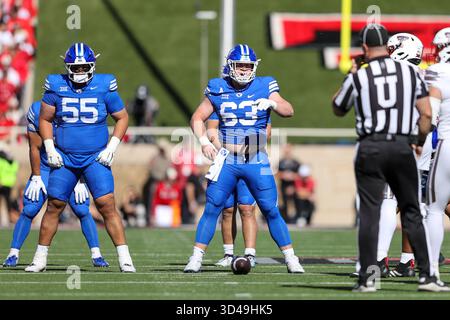 BYU offensive lineman Bruce Mitchell (63) looks to block during the ...