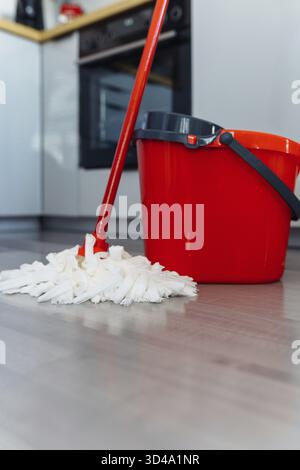 wet floor cleaning with water for hygienic reasons and disinfection wet ...