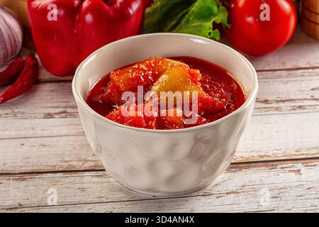 Hungarian lecho with paprika bell pepper and tomato Stock Photo - Alamy