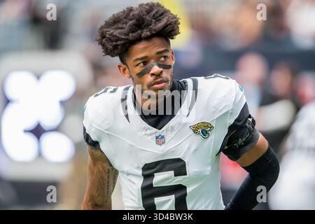 Jacksonville Jaguars cornerback Greg Newsome II celebrates after a play ...