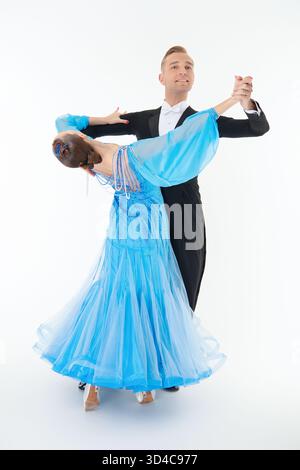 Dancer classic dance. Competitive dance duo. Dance couple isolated on ...
