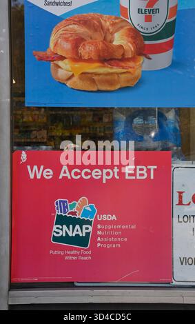 Sign advertising We Accept SNAP and EBT, referring to the Supplemental ...
