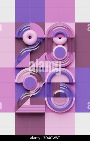 Happy New Year 2026. Volumetric multi-colored Numbers of 2026. Trendy ...