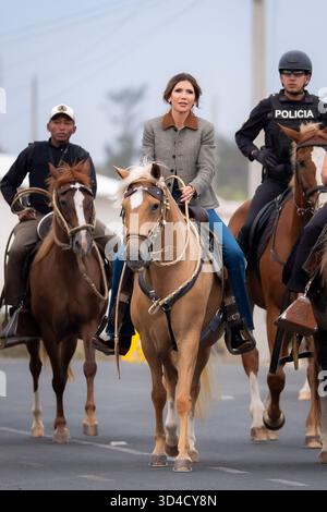 President Daniel Noboa and first lady Lavinia Valbonesi chat during the ...