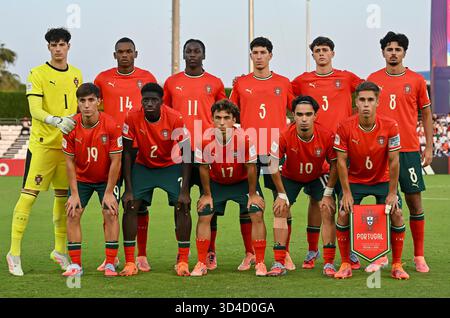Portugal players pose before the World Cup Group K soccer match between ...