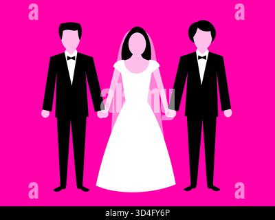 one bride two grooms Stock Photo - Alamy