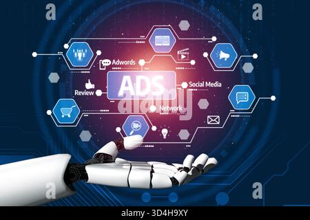 Image of network of connections with icons and data processing over ...