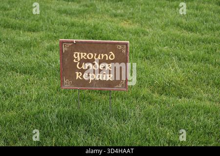 Ground Under Repair Sign Stock Photo - Alamy