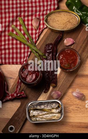 A top view of the texture of canned fish in tomato sauce Stock Photo ...
