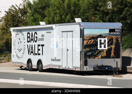 SoFi Stadium Bag Valet, Red Lockers, Ticketmaster Stock Photo - Alamy