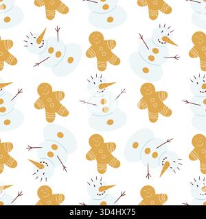 gingerbread man warm hat decoration merry christmas vector illustration ...