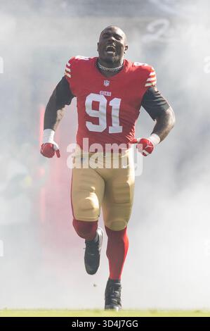 San Francisco 49ers' Sam Okuayinonu (91) pressures Chicago Bears ...